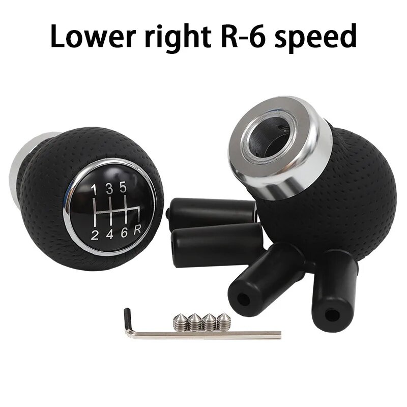 Универсальная автомобильная ручка переключения передач, черная искусственная кожа, 5/6 скоростей, ручка переключения передач, автозапчасти Lower right R-6speed