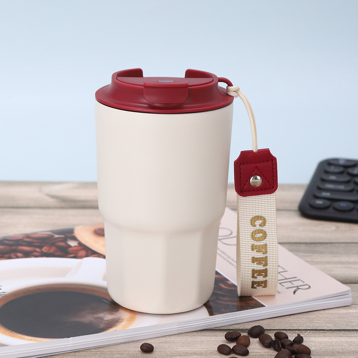 Новая высококачественная простая модная кофейная кружка из нержавеющей стали 316, вакуумная изолированная кружка с портативным ремнем для путешествий