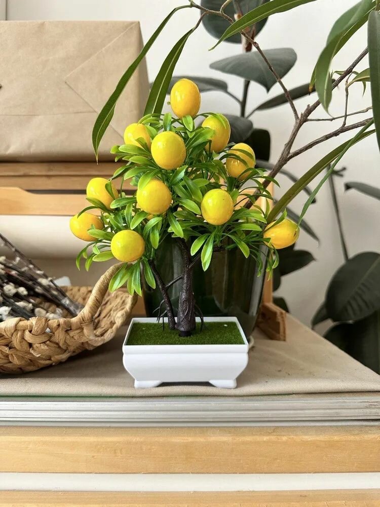 Набор искусственных деревьев бонсай в горшке