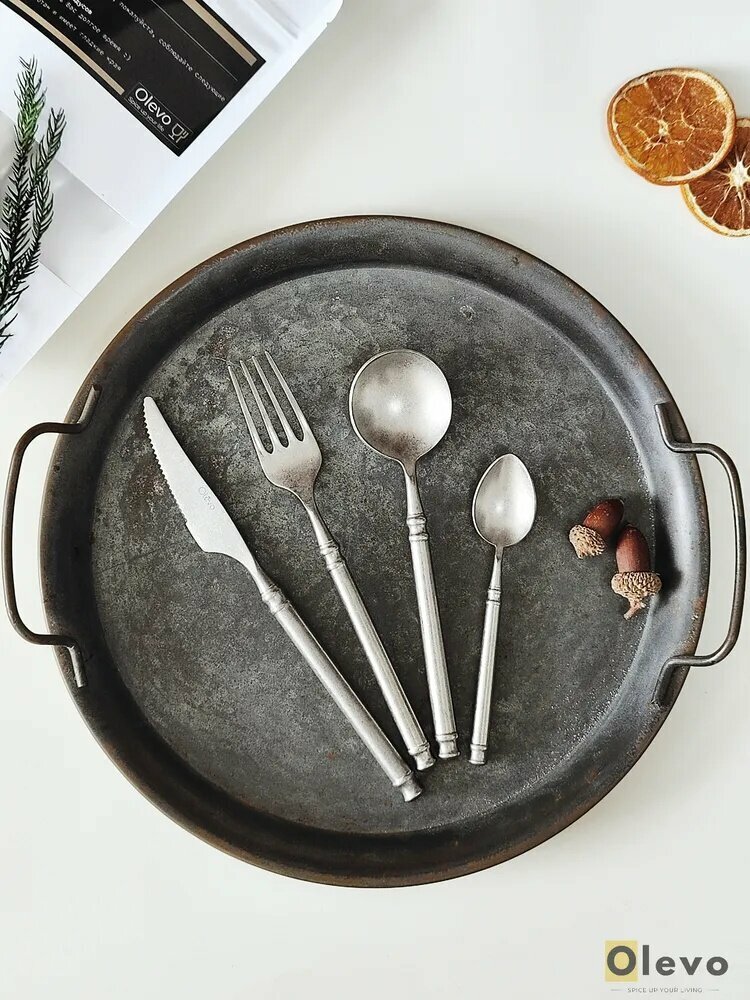 Olevo Набор столовых приборов Ретро-стиль набор столовых приборов 4 предм. серый металлик