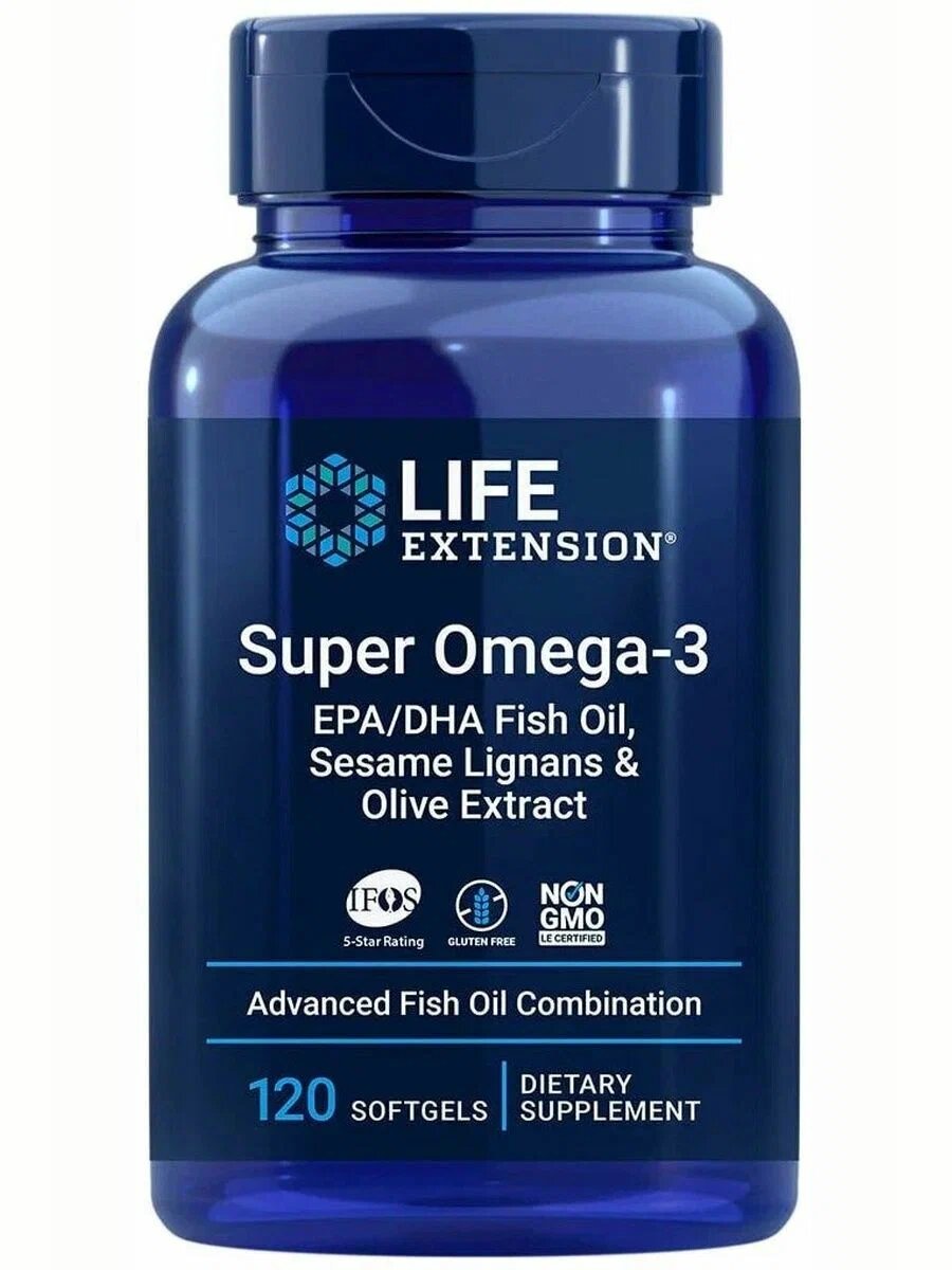 Life Extension, Super Omega-3, натуральный рыбий жир, 120 мягких таблеток