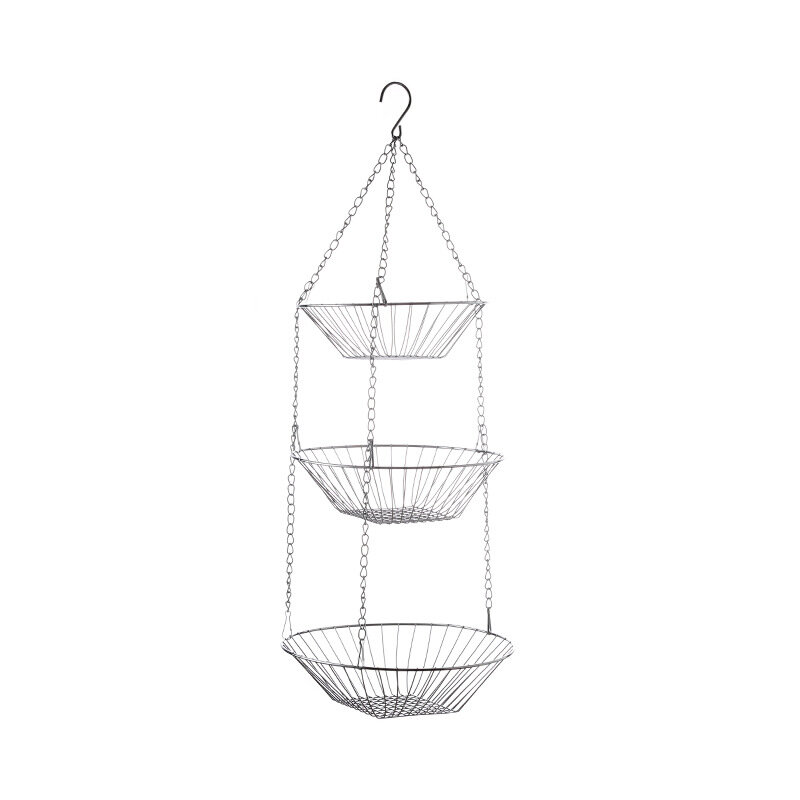 3 Tier Kitchen Hanging Fruit Basket, 30', Basket Sizes 7.3, 9.0, 11.2, Hanging Height 30, Heavy Duty Wire, Kitchen Organization, Easy to Assemble