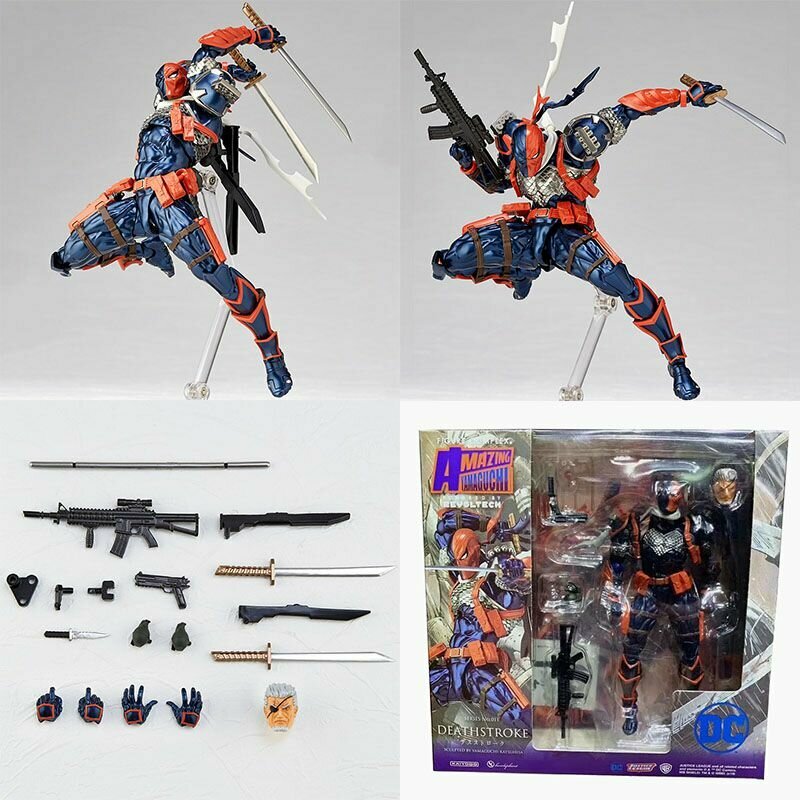 Limited edition pvc deathstroke no011 revoltech amazing yamaguchi highly expressive action toy model for gift