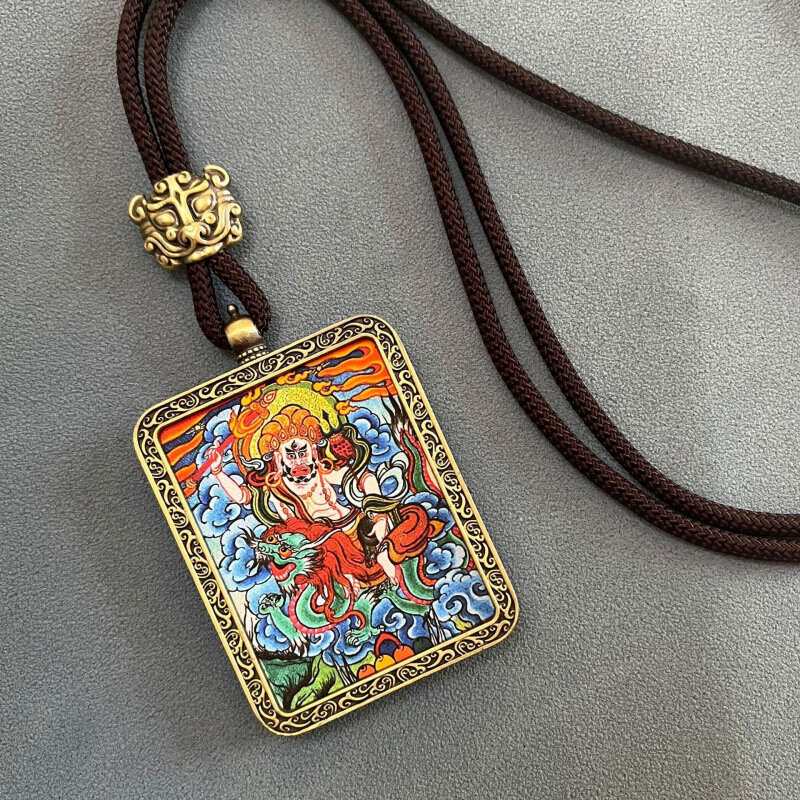 Пятисторонний Бог Богатства Тханка Подвеска Амулет Ожерелье Желтый Бог Богатства Черный Бог Богатства Коробка Гаву Талисман Год Зодиака Страж Будды