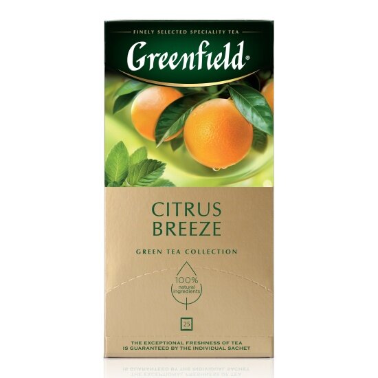 Чай Greenfield Citrus Breeze, зеленый ароматизированный, 25 пакетиков