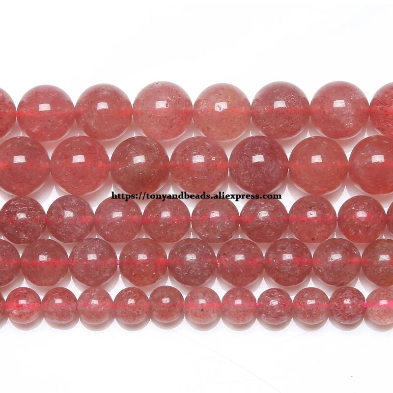 Кристаллы клубничный кварц бусины Tony and Beads 4-12 мм 8mm 45 to 48pcs