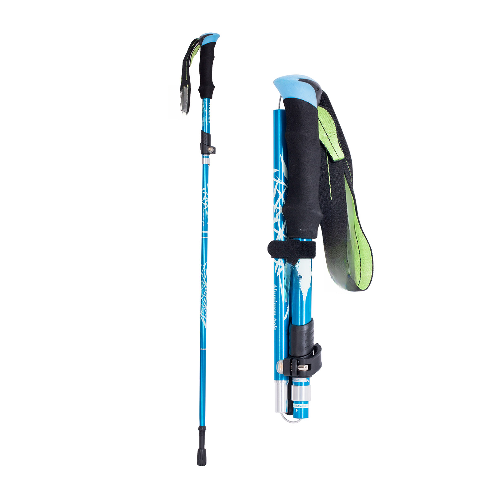 Треккинговая палка сводная для походов и ходьбы с регулируемой высотой, фиксатором-флипом, портативная для альпинизма, кемпинга, открытом воздухе, 1 шт, красный/фиолетовый/черный/королевский синий/светло-синий/зеленый, короткий/длинный