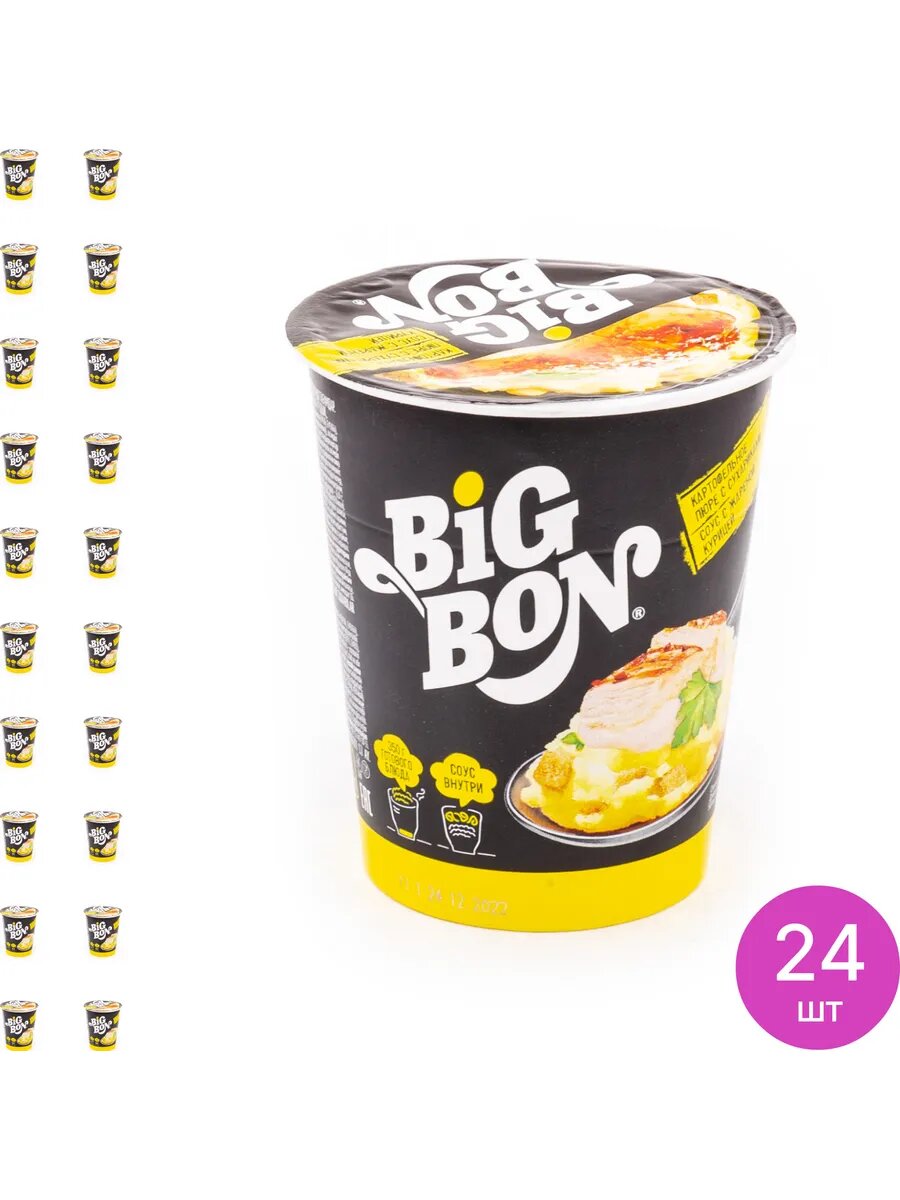 Биг Бон картофельное пюре быстрого приготовления 60г, 24 шт