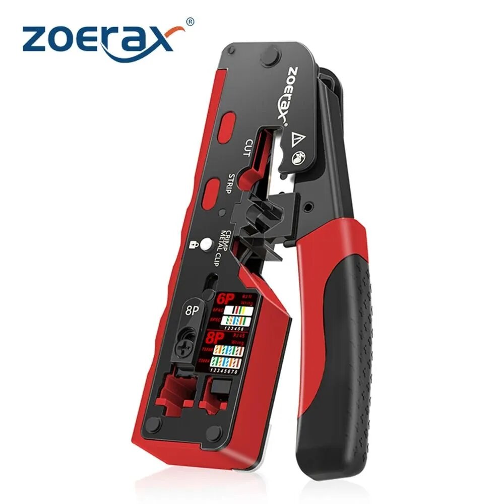 ZoeRax Обжимной инструмент RJ45 для разъемов Ethernet Cat7, Cat6a, Cat6 Cat5e, Кусачки для проводов, Щипцы для обжима Ethernet со сменным лезвием