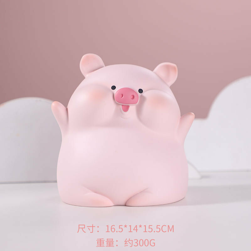Копилка в виде девочки-свиньи, большая копилка, настольное украшение для гостиной, домашний декор, маленький орнамент, подарок на день рождения для детей, резиновая поделка