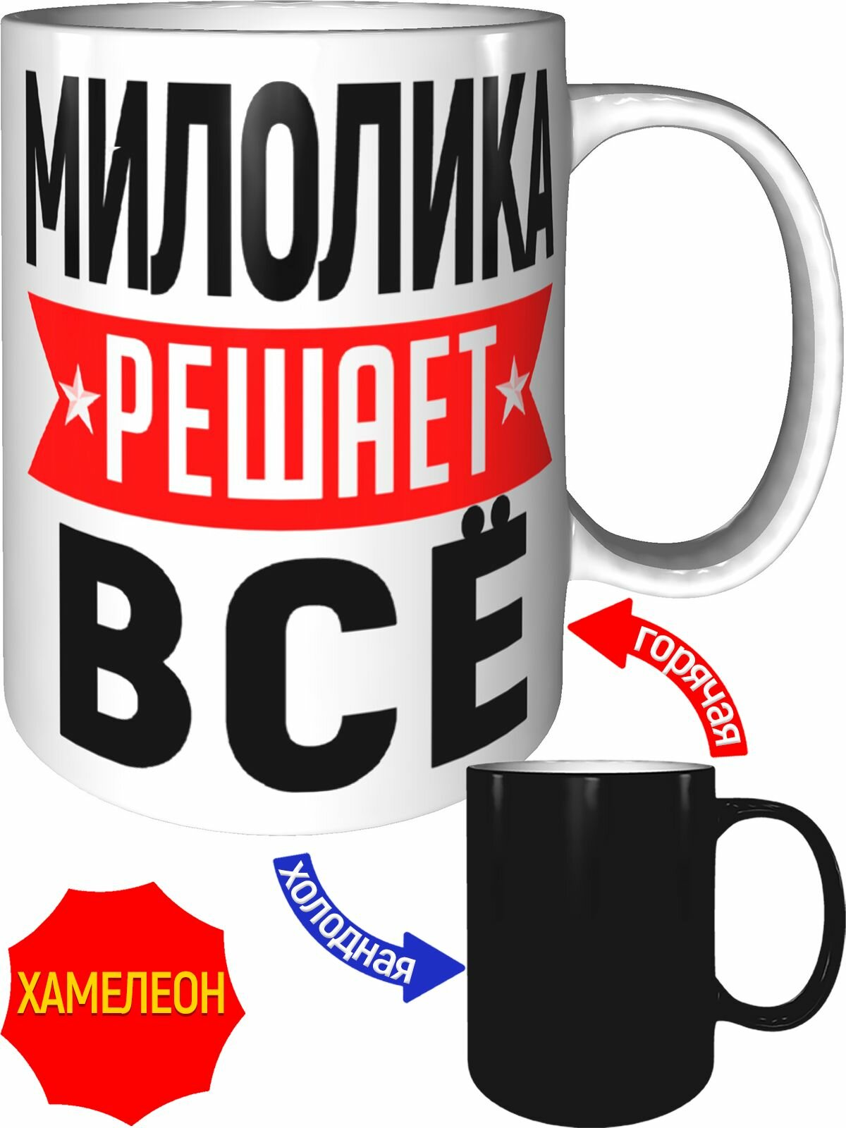 Кружка Милолика решает всё - хамелеон, керамическая, объем 330 мл.