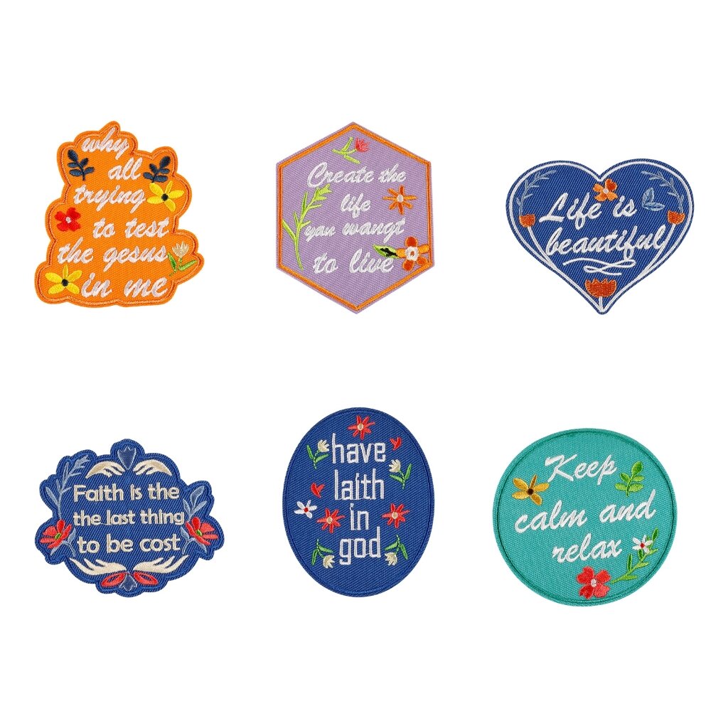 6шт Аппликаций с вышитыми буквами на нашивках для украшения одежды и платья