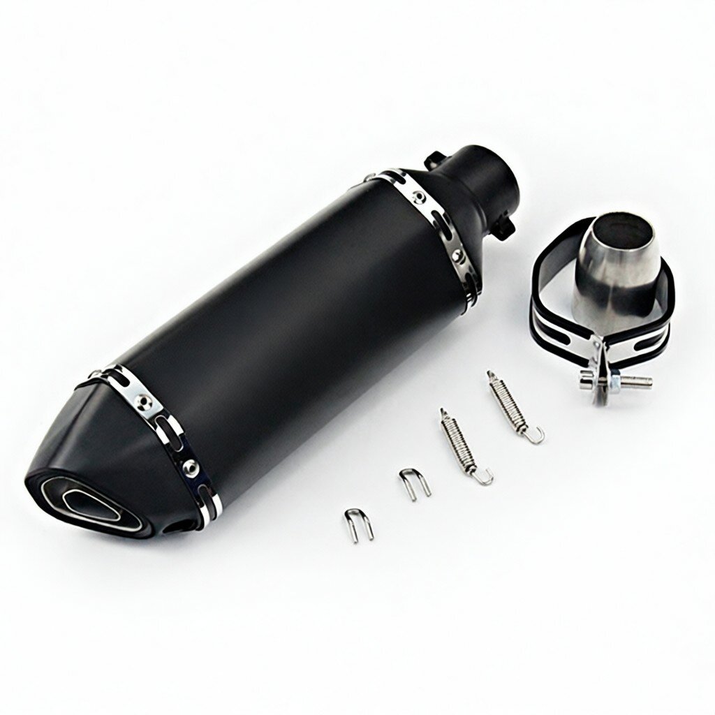 Выхлопная труба универсальная с глушителем DB Killer slip on 38-51mm для мотоцикла ATV байка, черный, нержавеющая сталь, интерфейс 51mm, размер 370*253*105mm, вес 900g, упаковка 430*150*120mm, вес упаковки 1900g, 1 шт.
