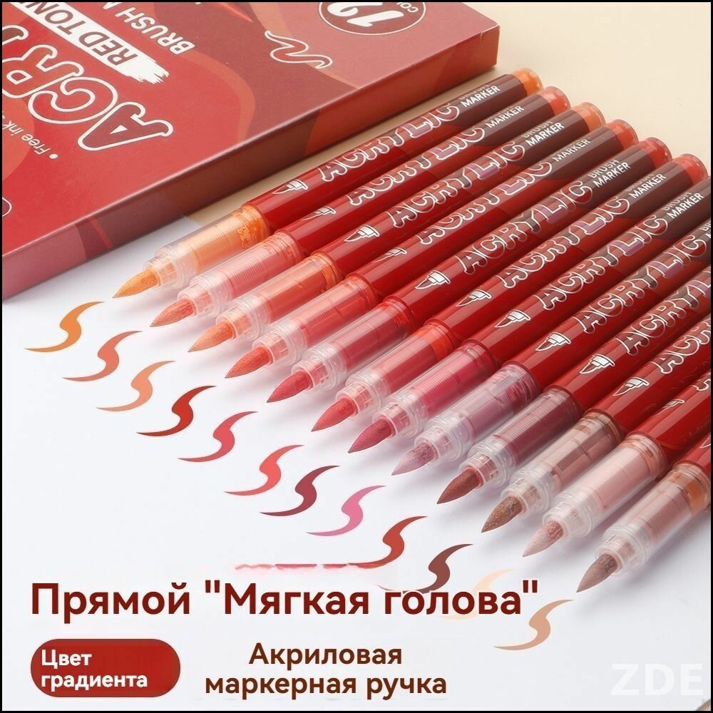 Набор маркеров Акриловый, 12 шт.