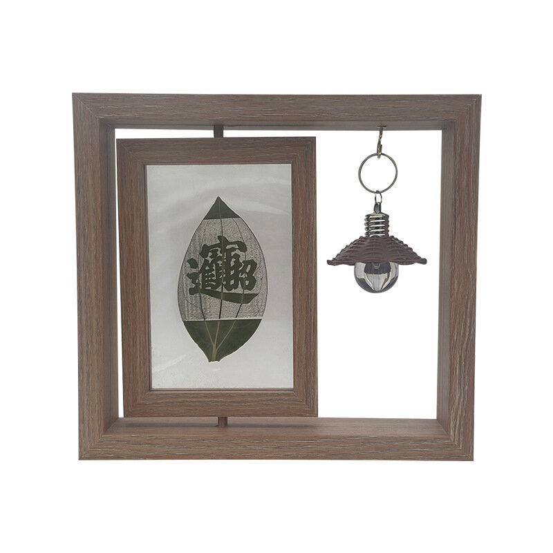 Креативная светящаяся вращающаяся двусторонняя деревянная фоторамка 6x6 для парного портрета, декор, DIY пустая рамка, оптовая продажа