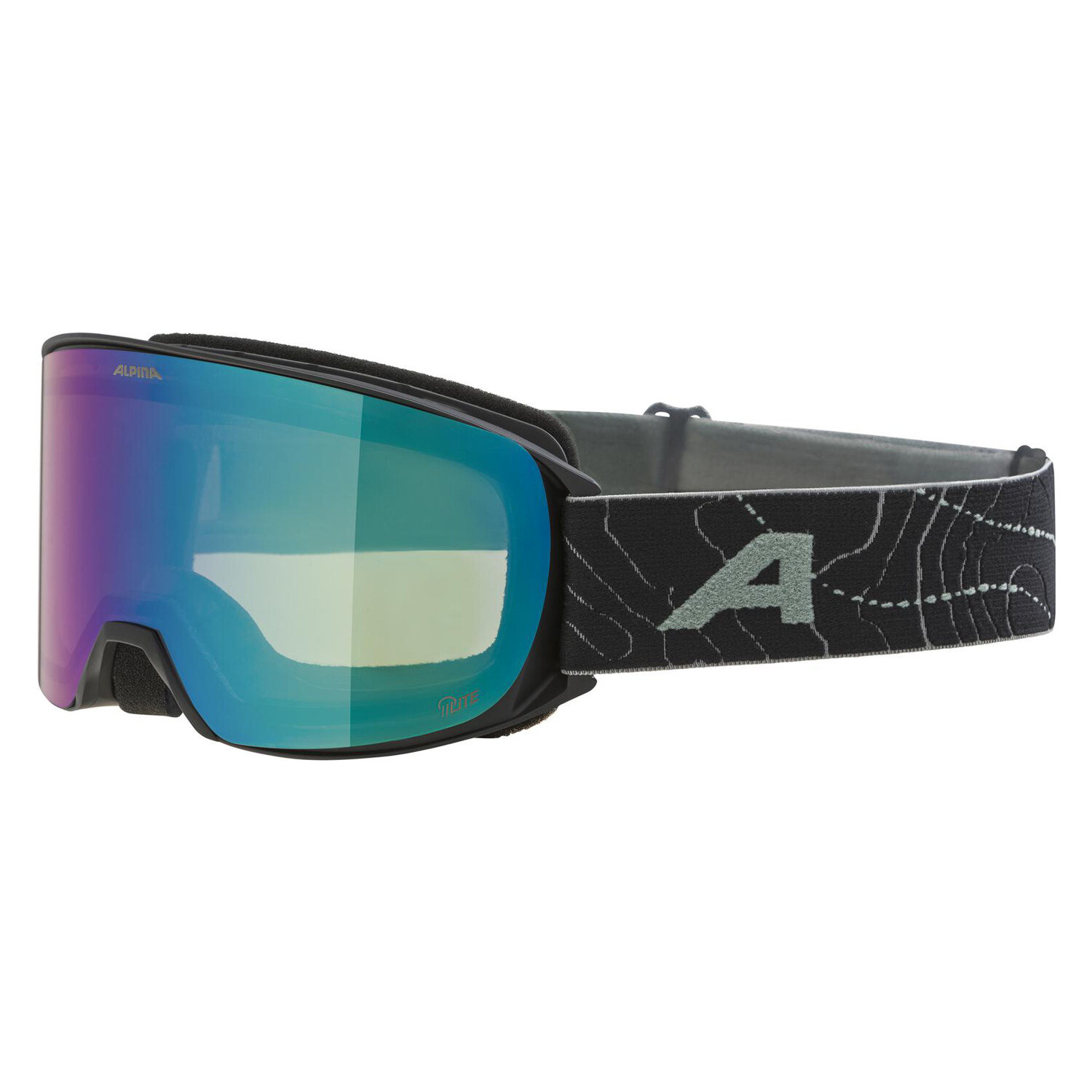 Маска горнолыжная ALPINA Nakiska Q-Lite Black-Williow-Green Matt/Q-Lite Green S2 (US: M)