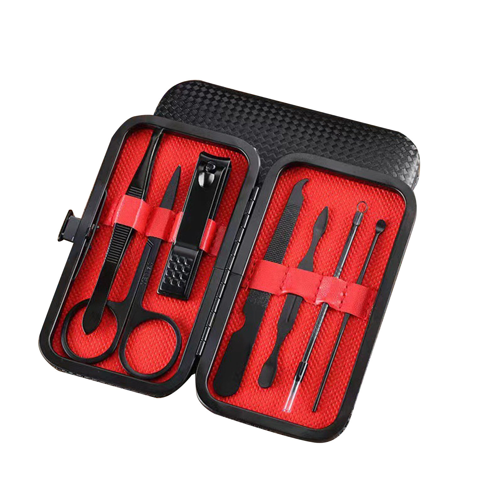 Набор Маникюрный: Кожаный Чехол И Инструменты Из Нержавеющей Стали - Компактный И Портативный Для Путешествий, Универсальный Для Ухода За Руками И Ногами