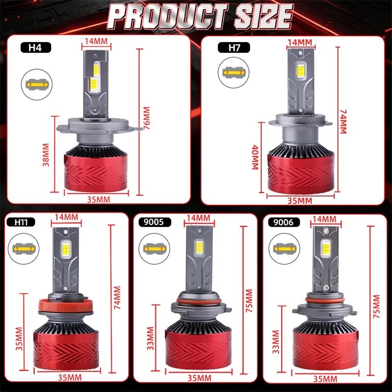 Светодиодные лампы для фар 6000W H7 H4 H11, высокомощные, Canbus, H1 H8 9005 HB3 4300K, 9005/HB3