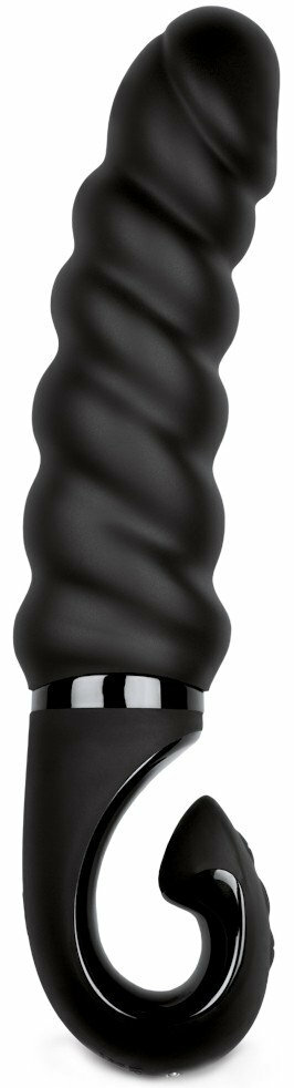 Рельефный витой вибратор Gvibe Gjack 2 из нежного силикона чёрный