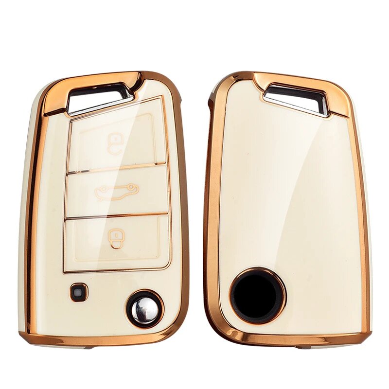 Чехол для ключей Gold White VW Polo Golf7 Tiguan Skoda Octavia