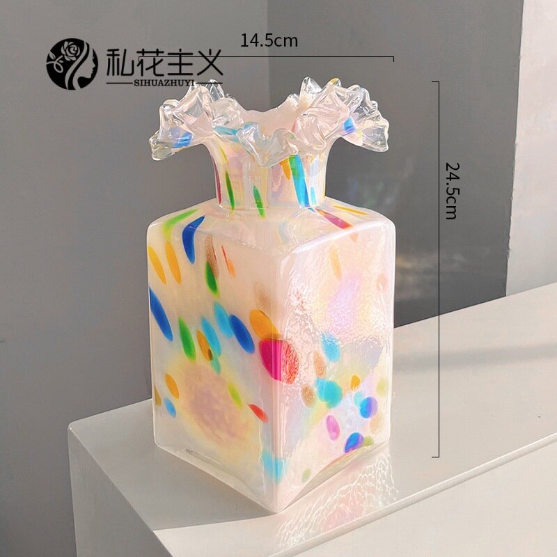 Французская винтажная ваза, орнамент, гидропонная цветочная композиция, декор для обеденного стола, домашний ретро, легкая роскошь, простая свежая цветочная ваза Фентон