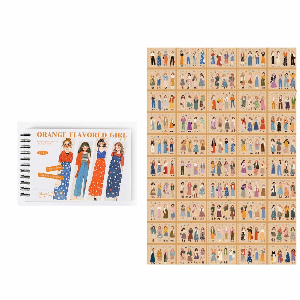 1 катушка ПЭТ-штампованной наклейки с изображением персонажа серии "Девочка со вкусом апельсина"