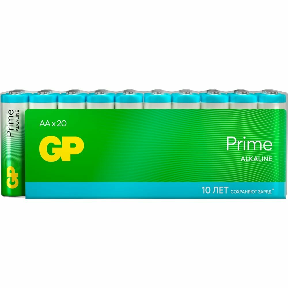 Алкалиновые пальчиковые батарейки GP АА Prime Alkaline, набор 20 шт. 19731