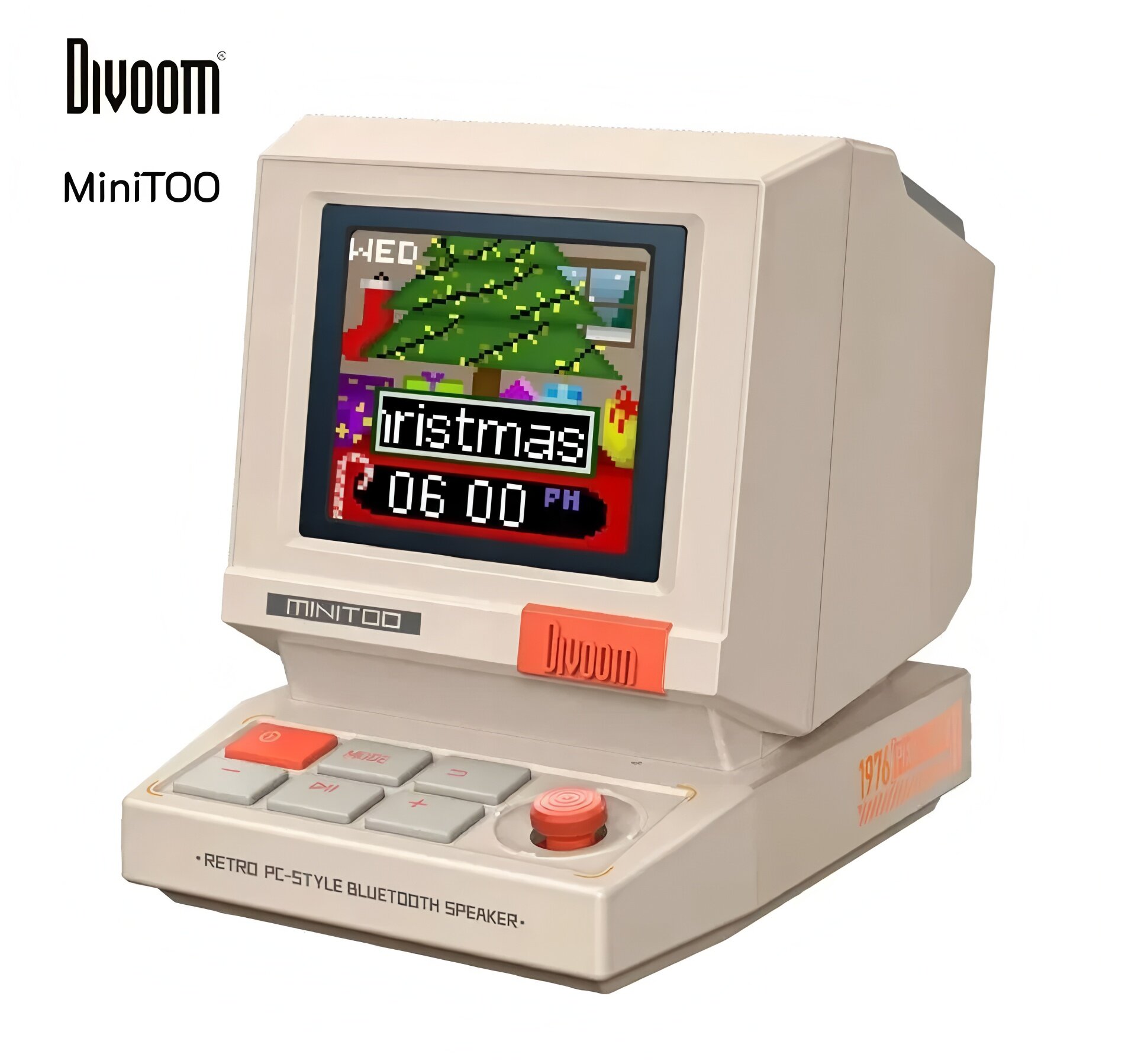 Динамик DIVOOM MiniTOO, Bluetooth, с часами и будильником, бежевая
