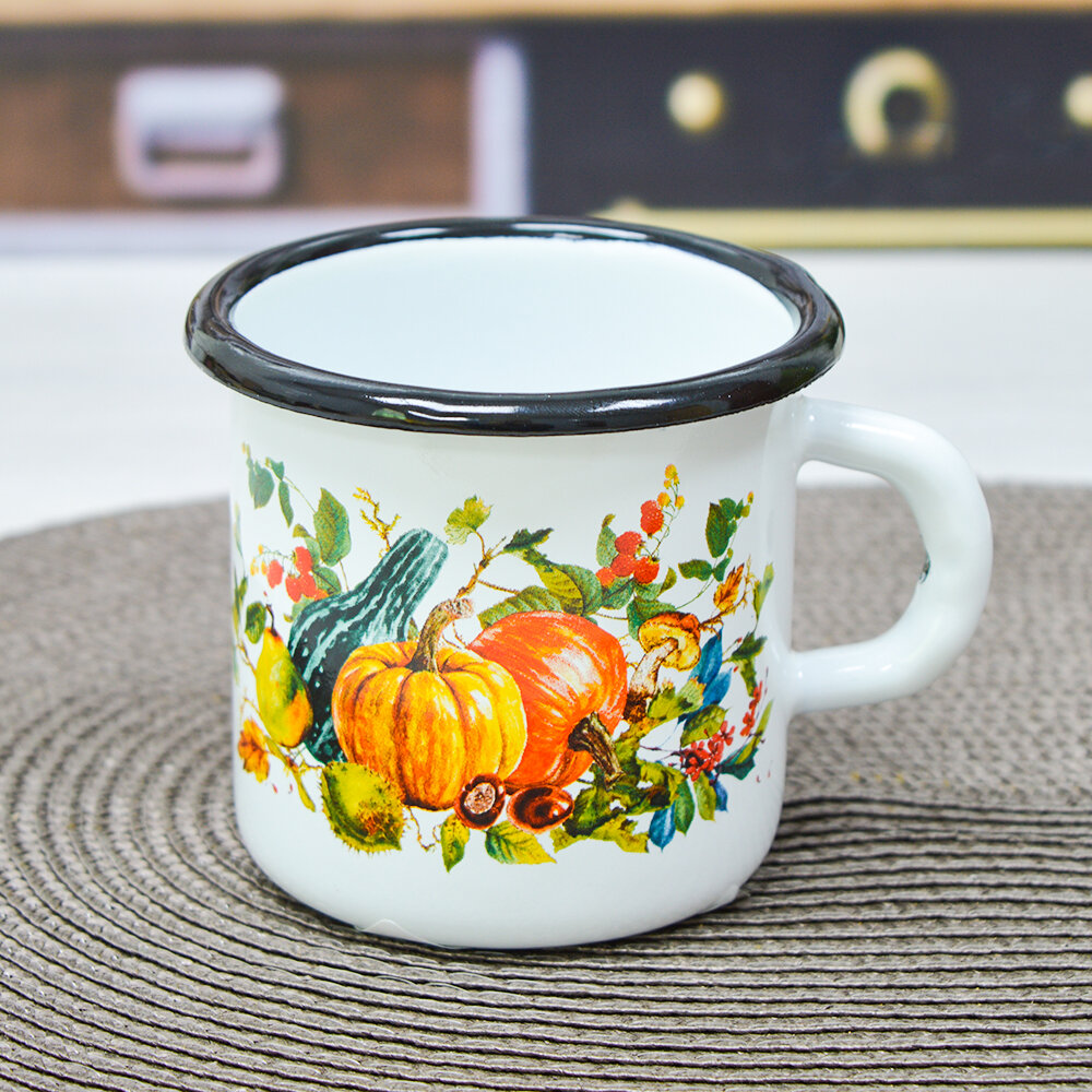 Кружка эмалированная 0.4л Осень тм Appetite