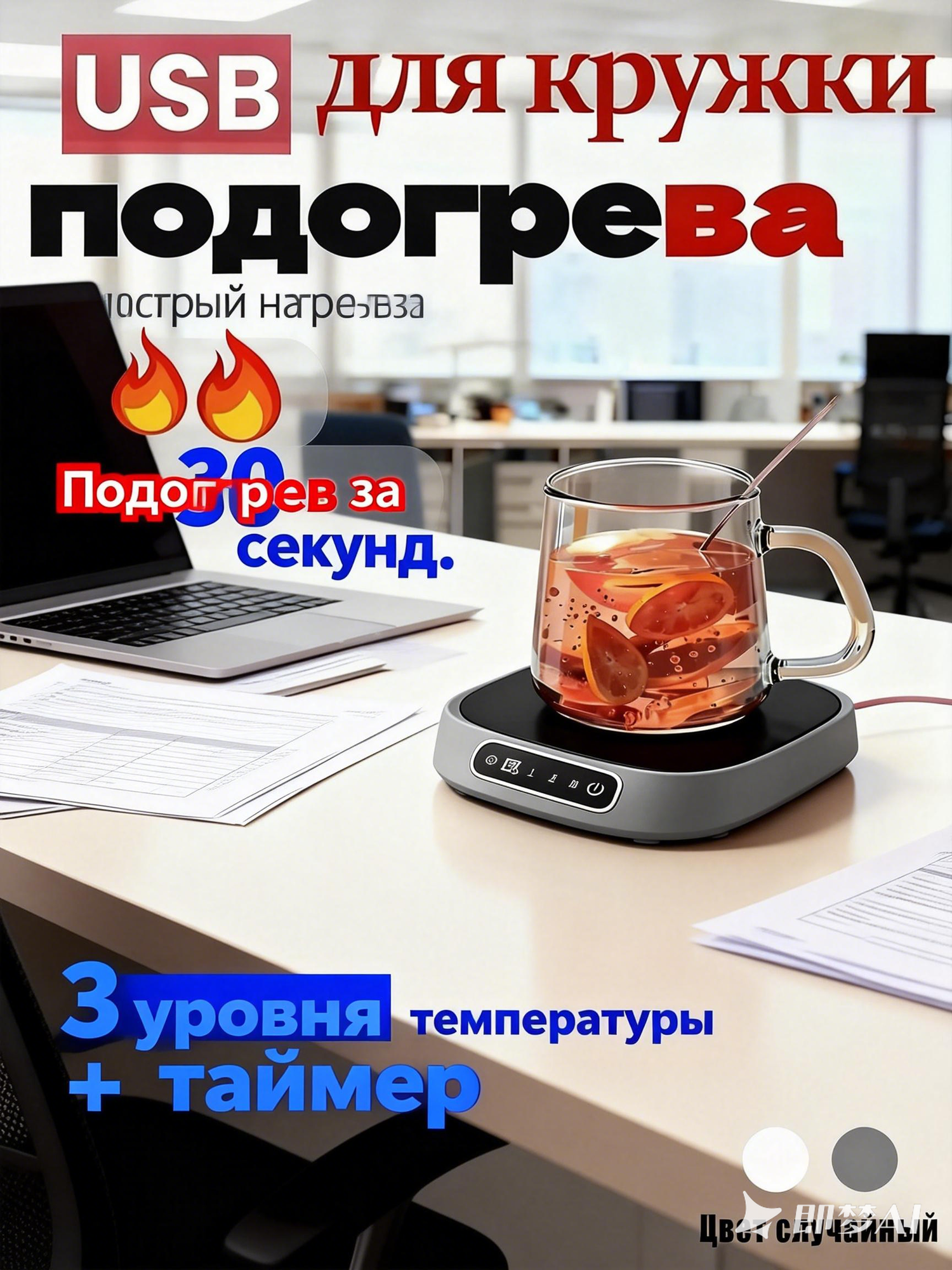 Подставка для подогрева кружки с чаем, кофе, молоком, напитками USB Термоподставка