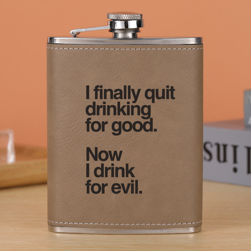 Кросс-бордерная русская фляга из нержавеющей стали 304 объемом 8 унций, портативная бутылка для вина с чехлом из PU кожи и лазерной печатью логотипа