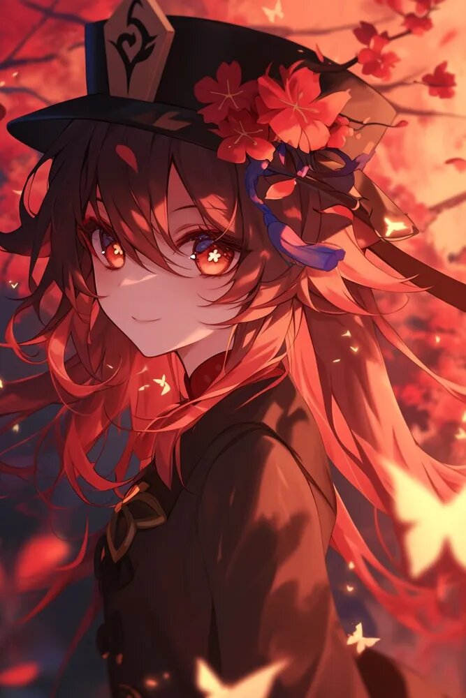 Алмазная Картина "Геншин Импакт Игра Ху Тао" 5D Круглый Бриллиант 40x50См.