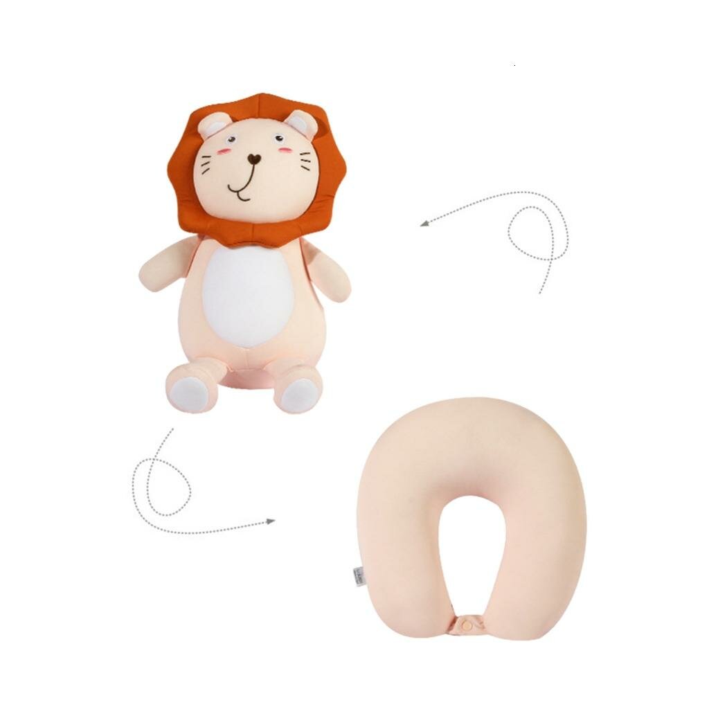 Детская дорожная подушка для шеи, розовый лев