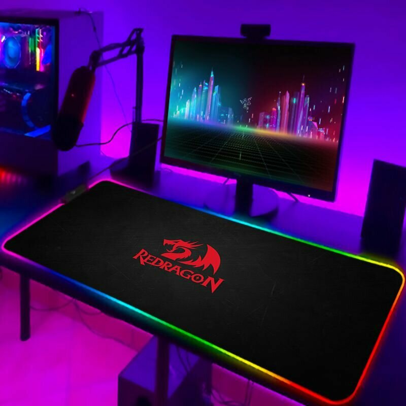 Игровой коврик Redragon Dragon Gaming, с RGB-подсветкой, нескользящее основание, 90 см x 40 см