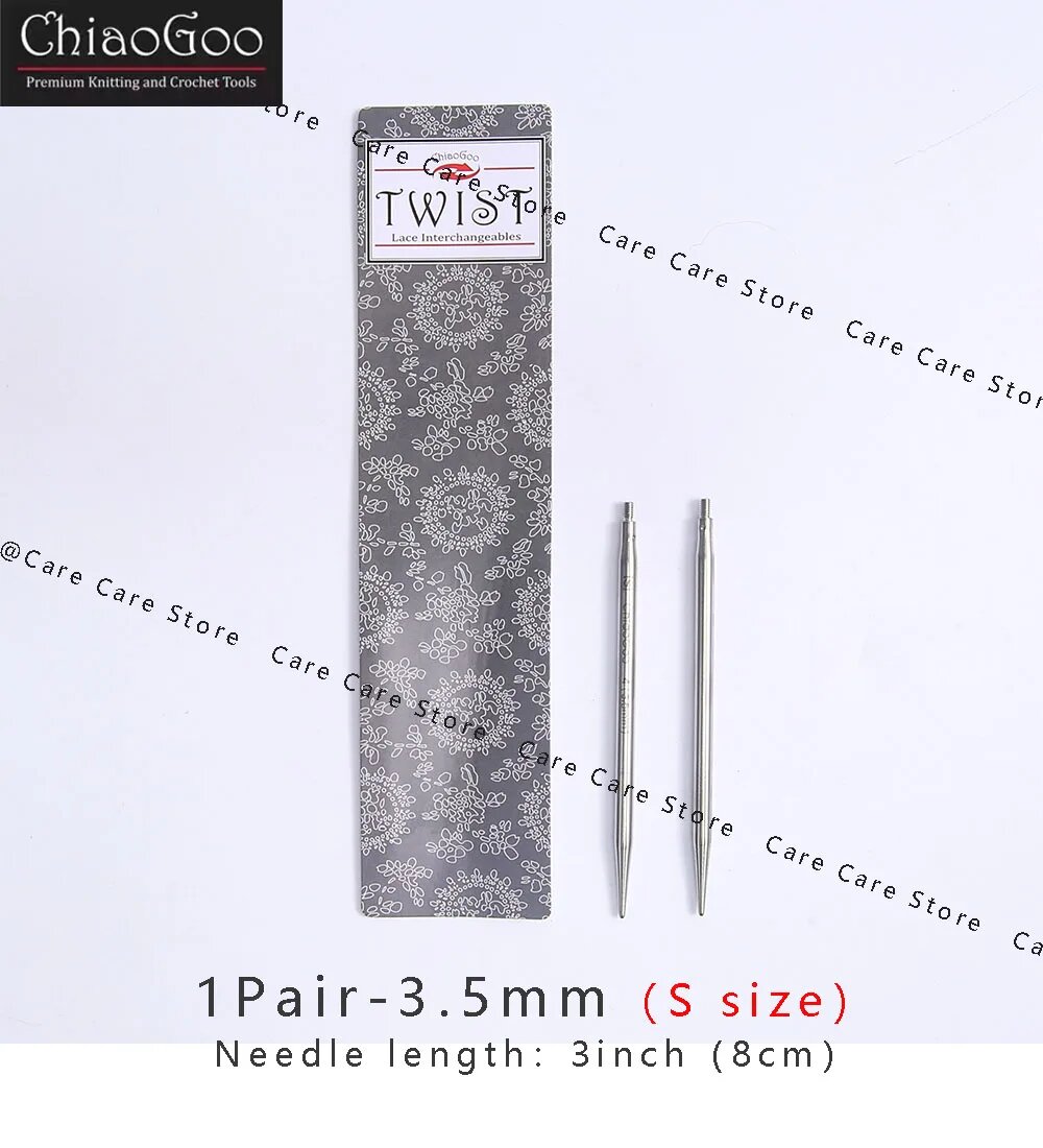 ChiaoGoo TWIST кружевные насадки для вязальных спиц из нержавеющей стали 3.5mm-sizeS-8cm