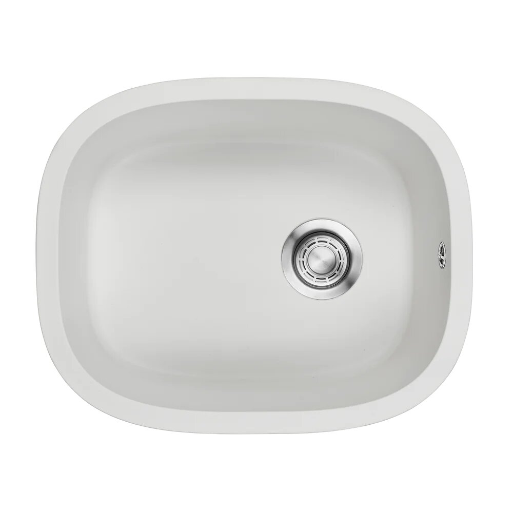 Мойка кухонная Emar Quartz EMQ-1560. P кварцевая, 46x56, мойка для кухни, белая, под столешницу, овальная, матовая