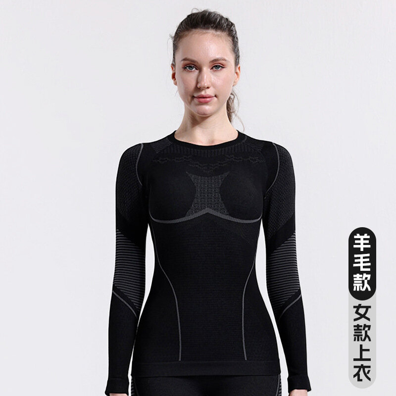 ⭐Осенне-зимняя одежда из мериносовой шерсти, быстросохнущая, мужское лыжное белье, женская компрессионная термофункциональная влагоотводящая одежда для походов и лыж⭐