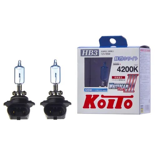 Лампа высокотемпературная Koito Whitebeam 9005 (HB3) 12V 65W (120W) 4200K (комплект 2 шт.)