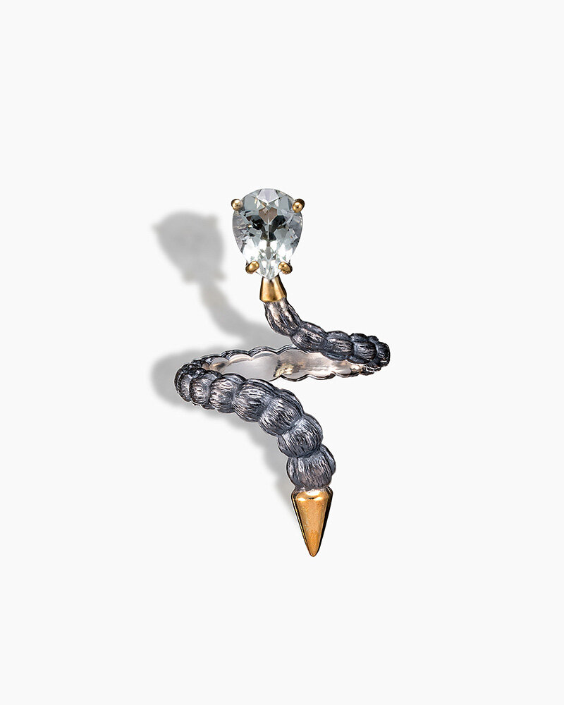 Кольцо, серебро, 925 проба, празиолит