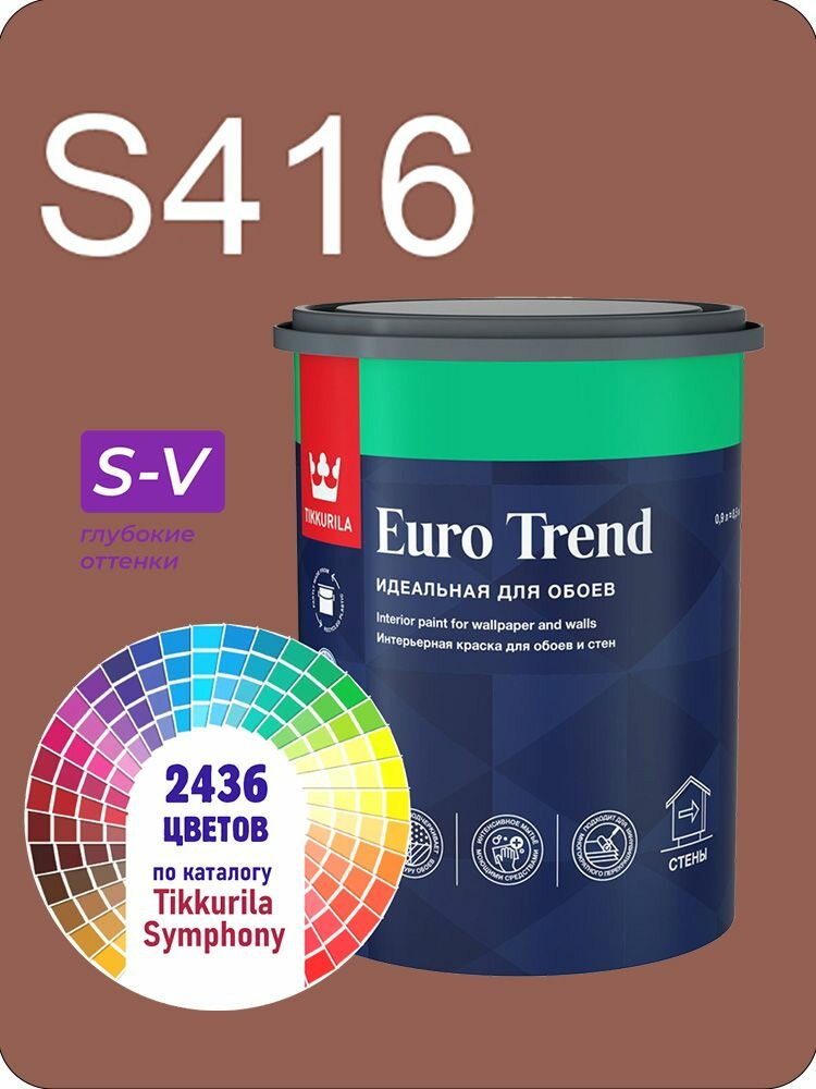 Краска для обоев Tikkurila Euro Trend 0,9л. глубокие оттенки S416