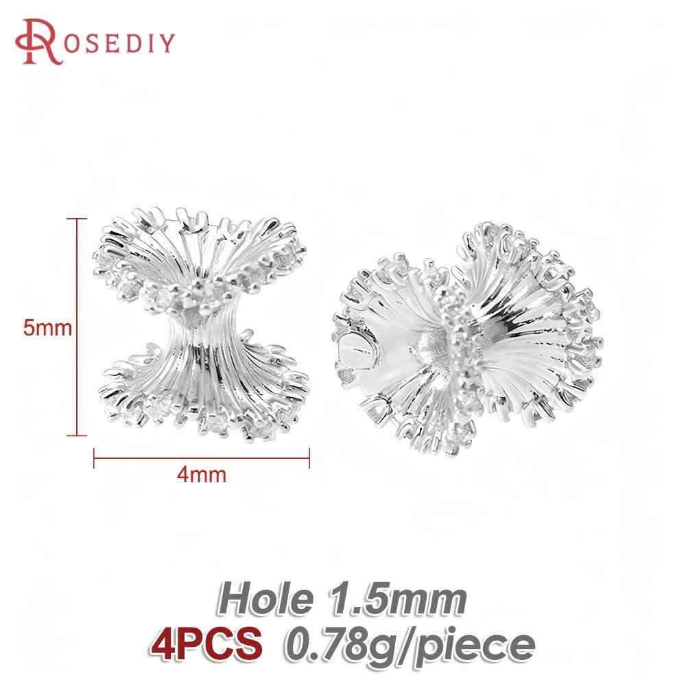 Бусины-разделители Rosediy, 5 мм, серебряного цвета
