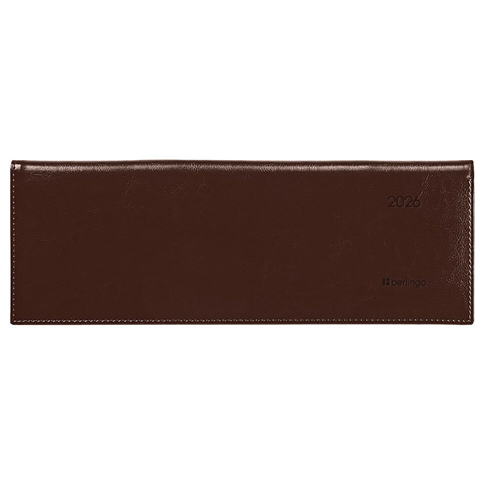 Планинг датированный 2026г, 64л, 330*140мм, кожзам, Berlingo "xGold", коричн, зол. срез, 381863