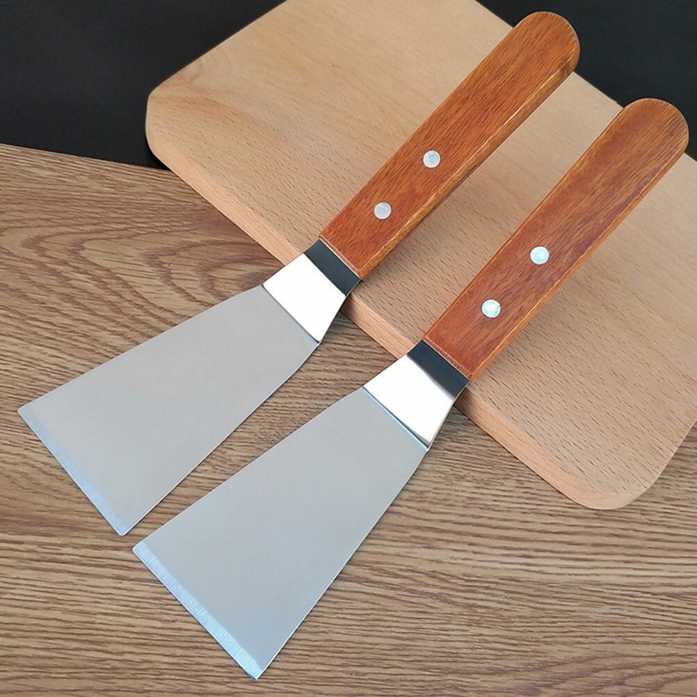 Лопатка с деревянной ручкой из нержавеющей стали для жарки стейков и выпечки