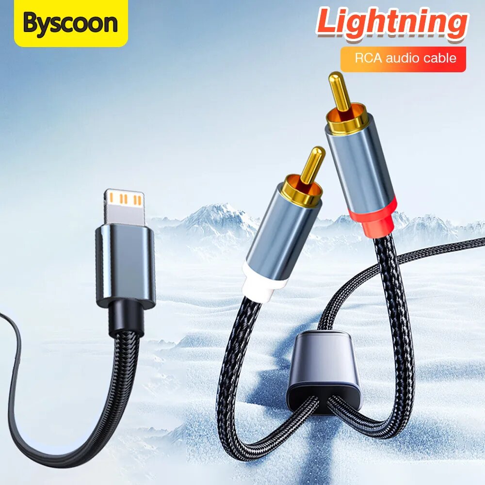 Аудиокабель RCA/Apple Lightning, 1 м, черный