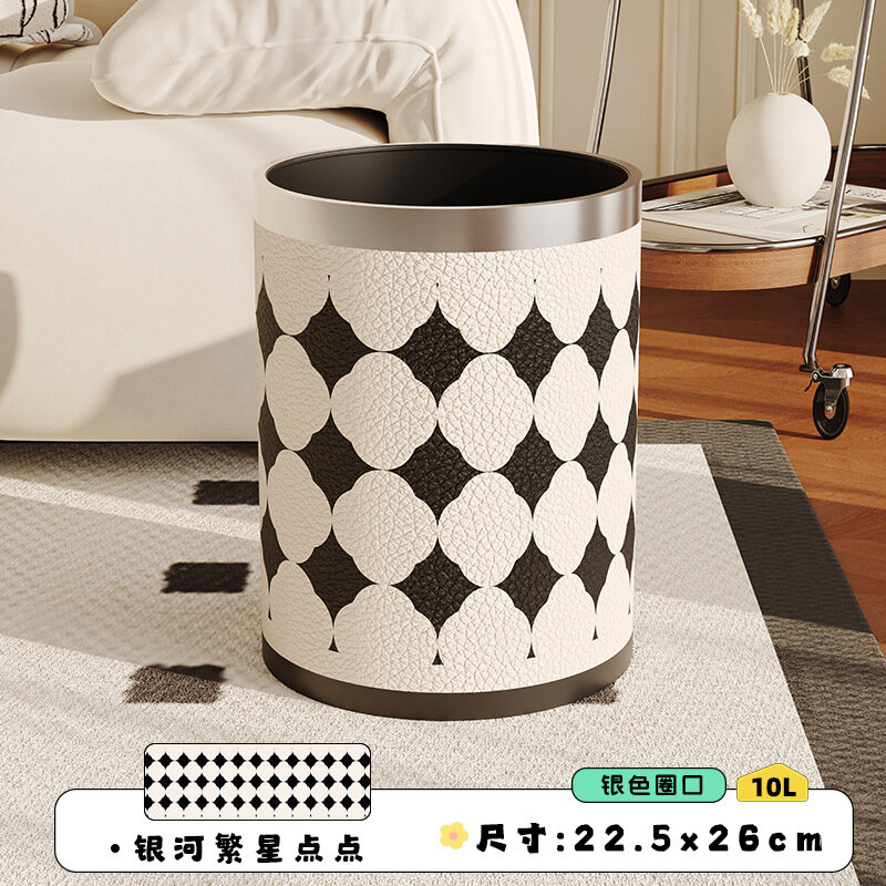 Французский стиль кожаного круглого мусорного ведра для дома, легкая роскошь, высококачественный большой размер для гостиной, кухни, винтажная высококачественная корзина для мусора