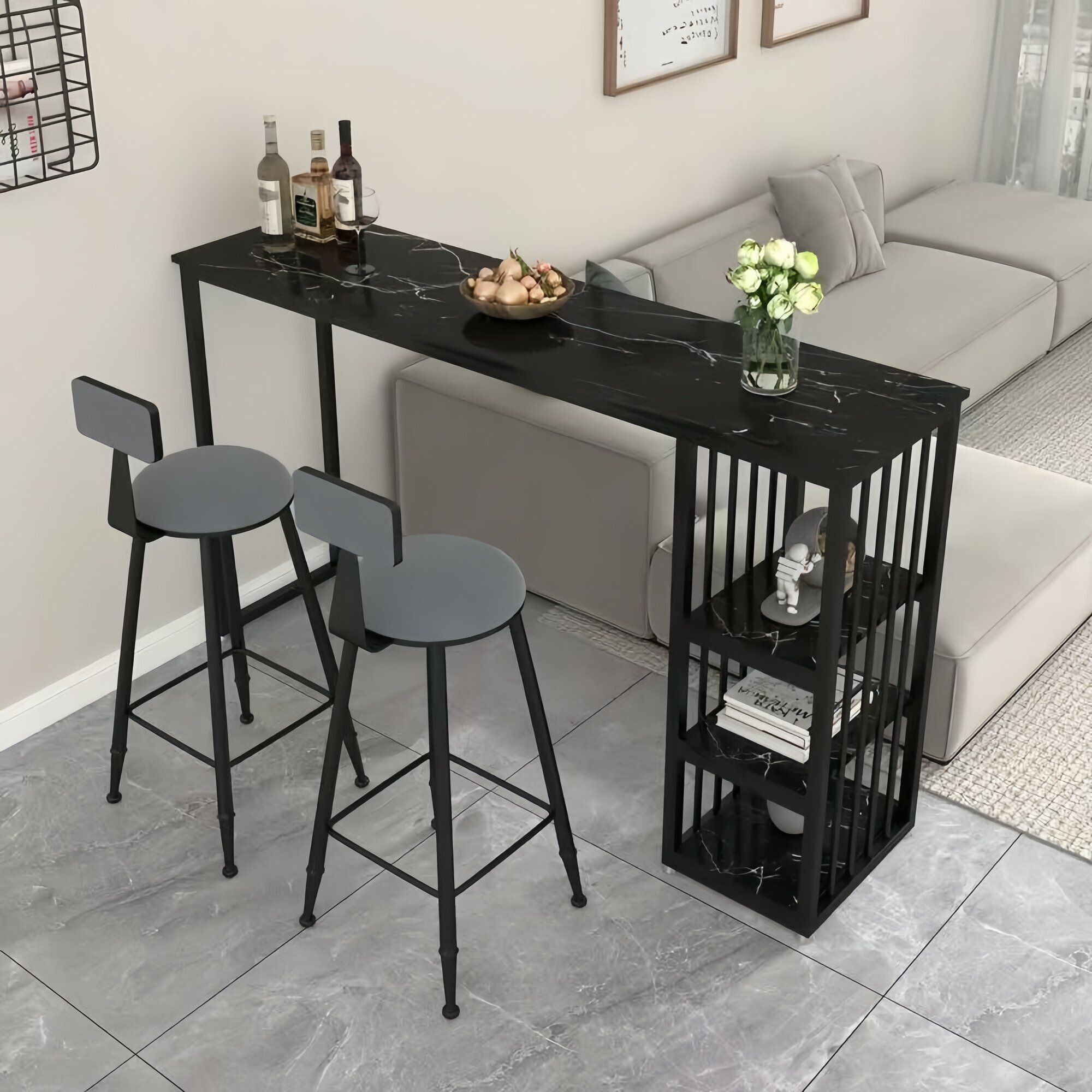 Барный стол Мебель СВК "Минимализм" 100x40x105см, МДФ, с полкой