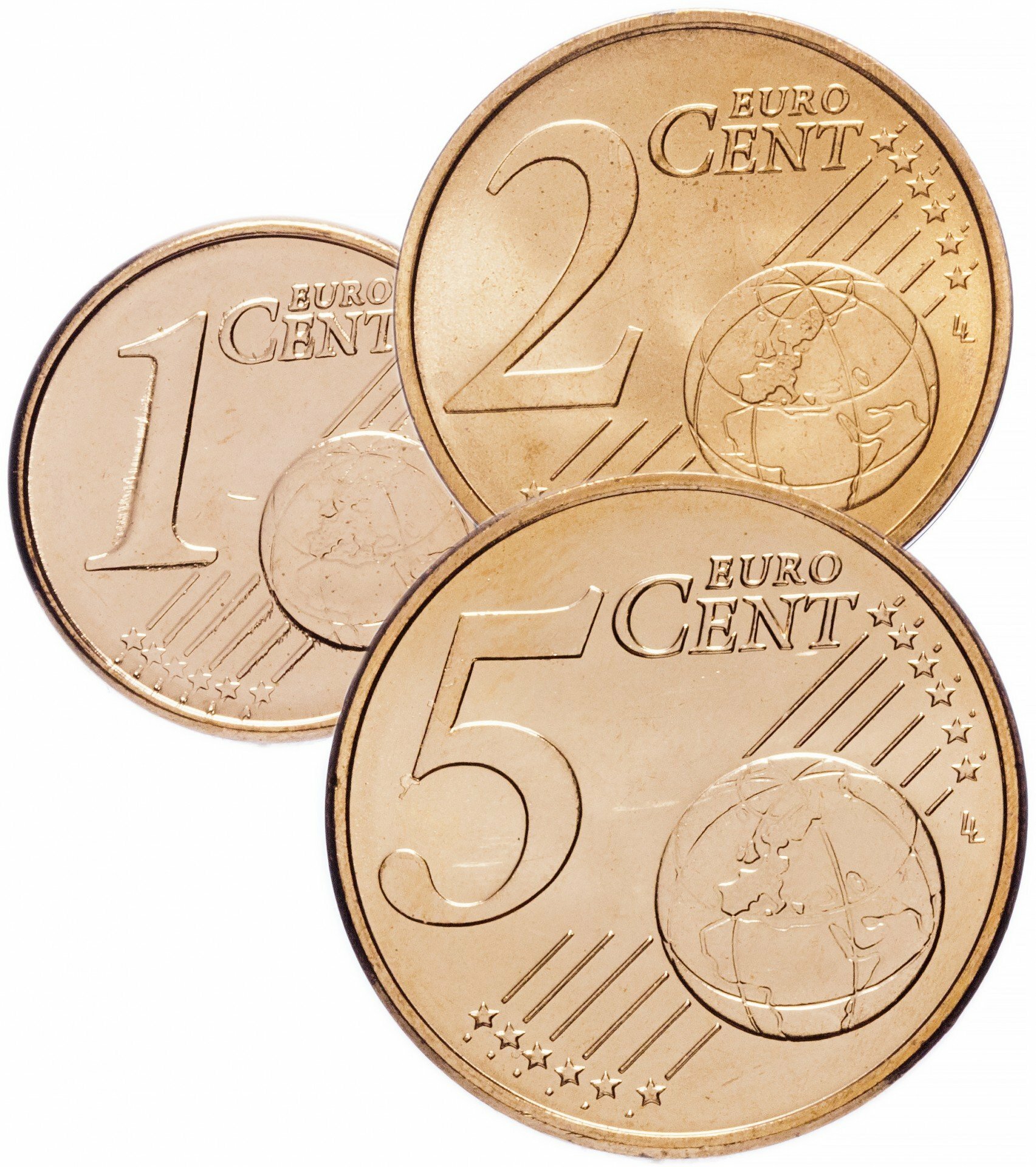 Испания набор монет от 1 до 5 евро центов 2011 3 штуки, Сталь, в сохранности UNC