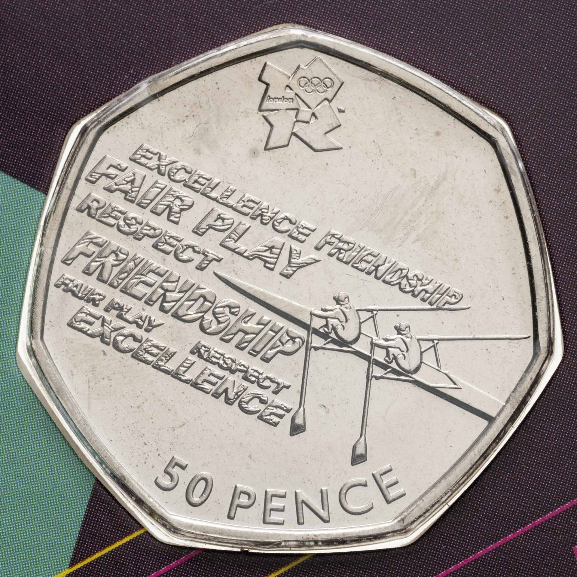 Великобритания 50 пенсов pence 2011 "XXX летние Олимпийские Игры, Лондон 2012 - Академическая гребля" в буклете, Мельхиор медь-никель, в сохранности UNC