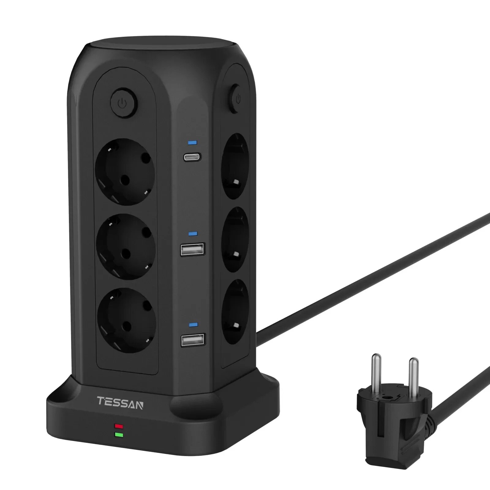 Удлинитель TESSAN 12 розеток + 6 USB 2 м