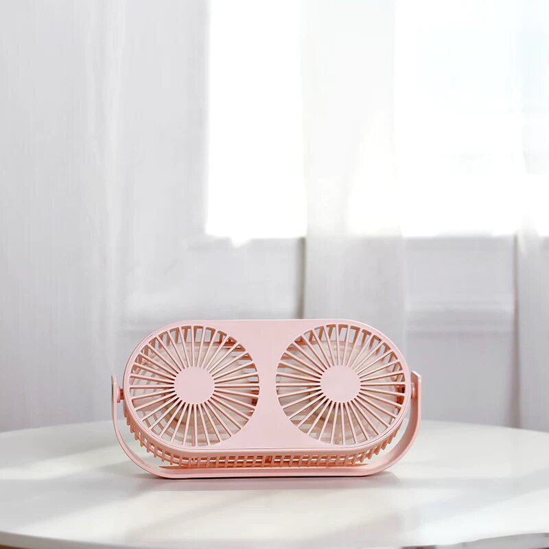 Новый настольный маленький вентилятор с двойной головкой, USB-офисный настольный креативный бесшумный небольшой